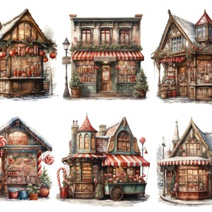 Christmas Candy Shop PNG Bundle, Watercolor Christmas Clipart ...
