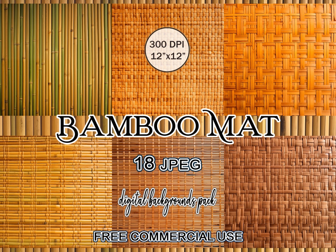 Bamboo Mat Digital Background Clipart Bundle, Bamboo Backdrop Digital ...