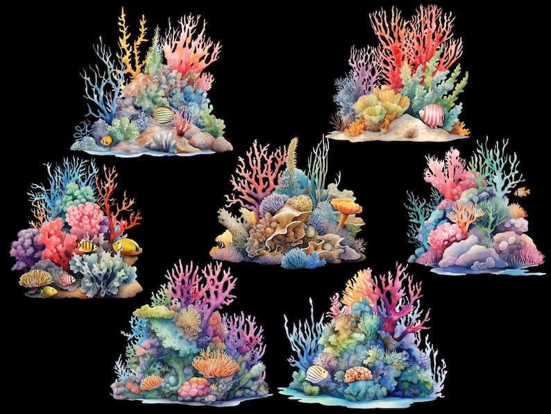 Coral Reef PNG Bundle, Watercolor Nature Clipart, Under the Sea ...