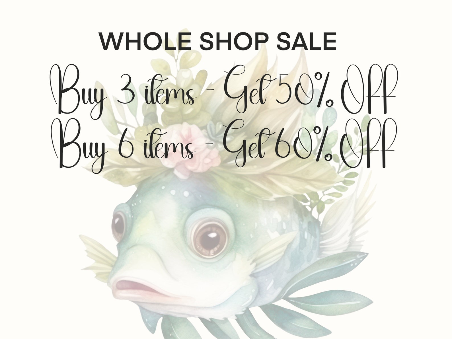 Watercolor Flower Fish Clipart, Cute Fish Clipart, Fish Png, Cute ...