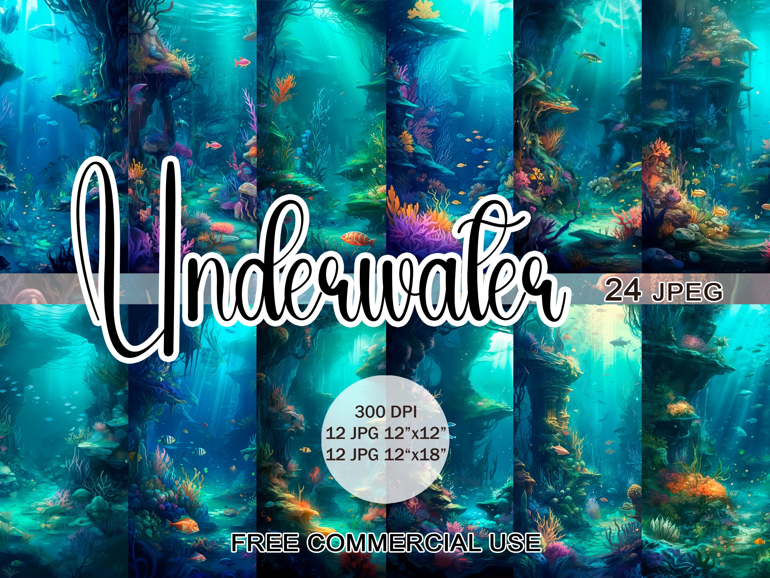 Underwater Clipart Under the Sea Landscape Jpeg Bundle With - Etsy ...