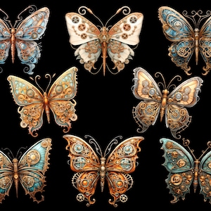 Steampunk Butterfly PNG Bundle, Mechanical Butterflies Clipart ...