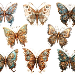 Steampunk Butterfly PNG Bundle, Mechanical Butterflies Clipart ...