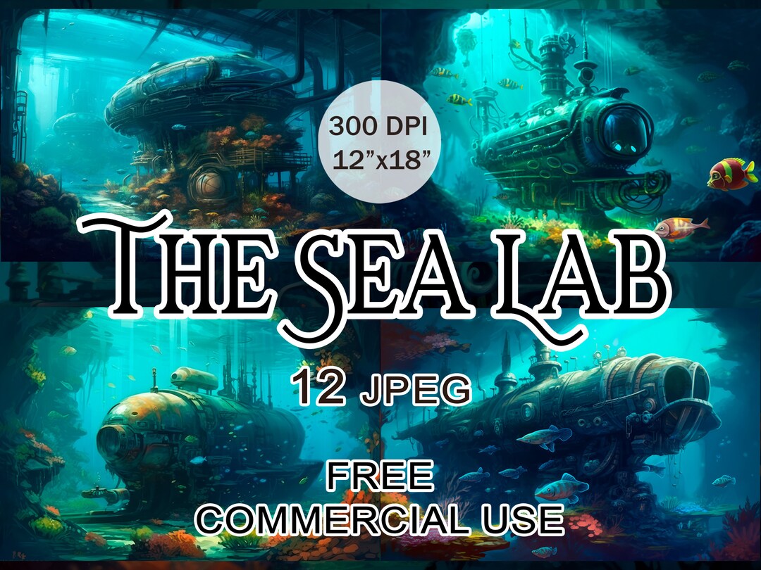 Underwater Laboratory Clipart, Under the Sea Digital Sci Fi Art ...