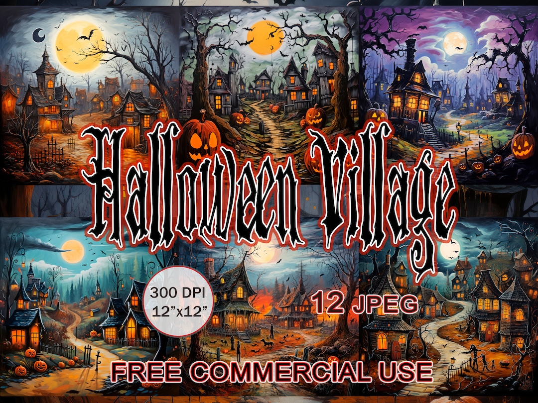 Halloween Village Clipart, Horror Country Halloween Background ...