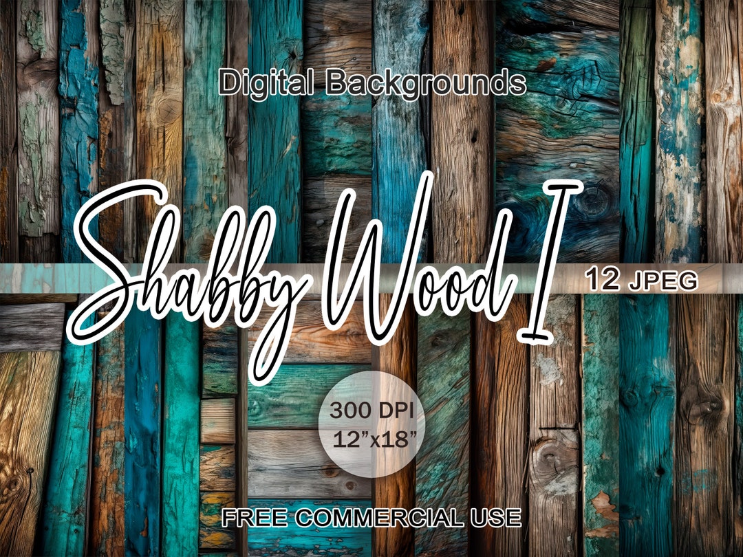 Shabby Wood Grain Clipart, Shabby Chic Paper, Green & Blue Rustic ...