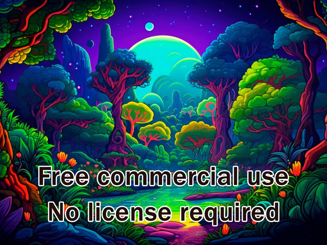 Tropical Adventure Clipart, Digital Trippy Art, Neon Psychedelic ...