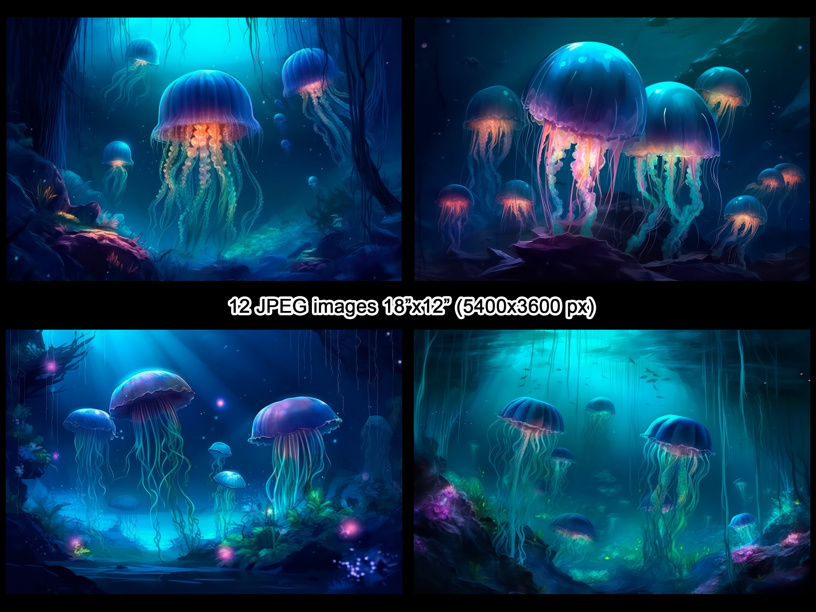 Jellyfish Clipart, Nautical Underwater Images Bundle for Design ...
