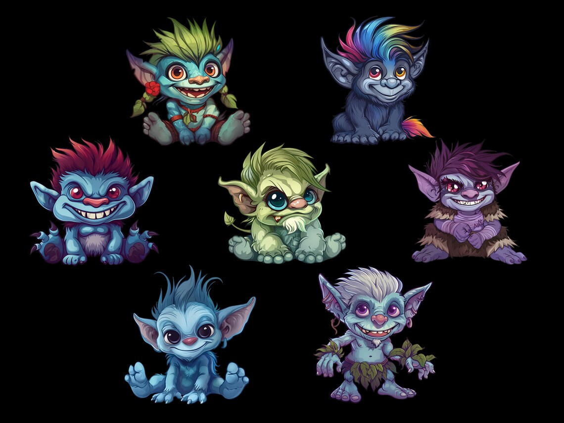 Funny Trolls PNG Bundle, Fantasy Creatures Clipart, Norwegian Troll ...