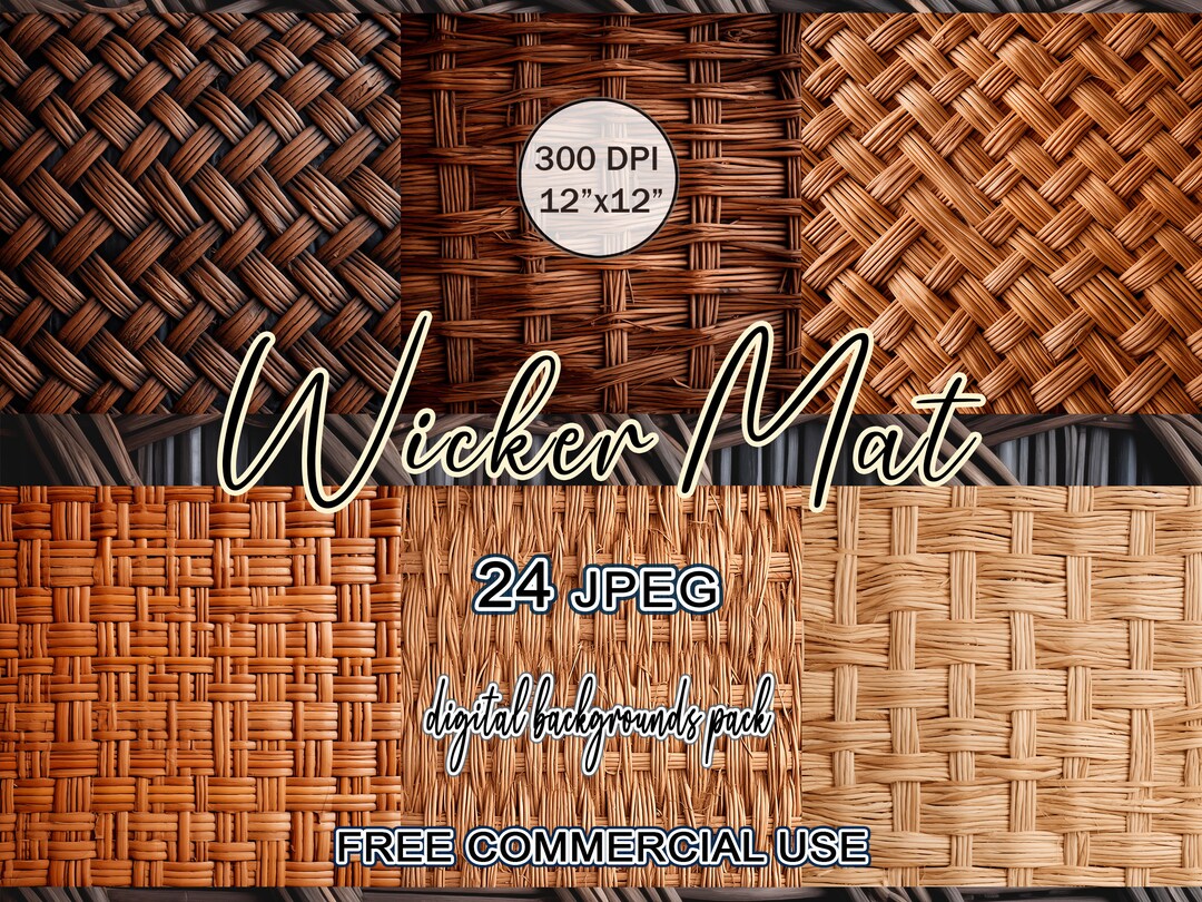 Wicker Mat Digital Background Clipart Bundle, Rattan Wicker Basket ...