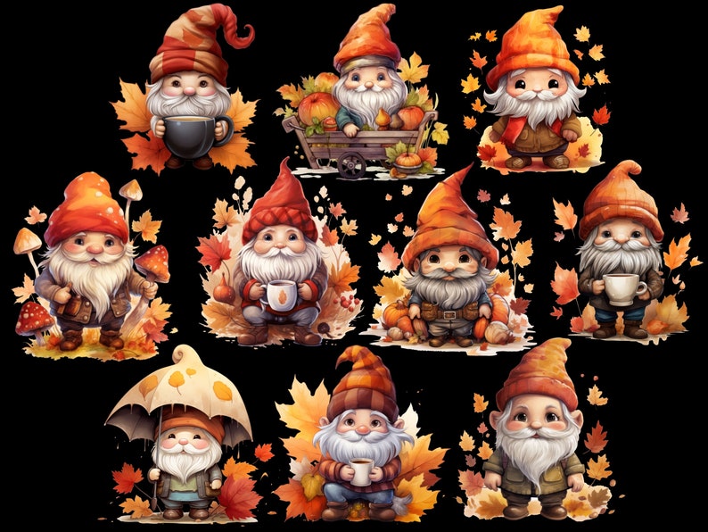 Fall Gnomes Clipart, Autumn Gnome Png Bundle, Cute Autumn Clipart ...
