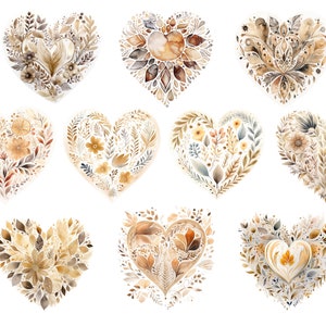 Neutral Boho Hearts Clipart, Valentine Heart Png, Valentines Day Png ...