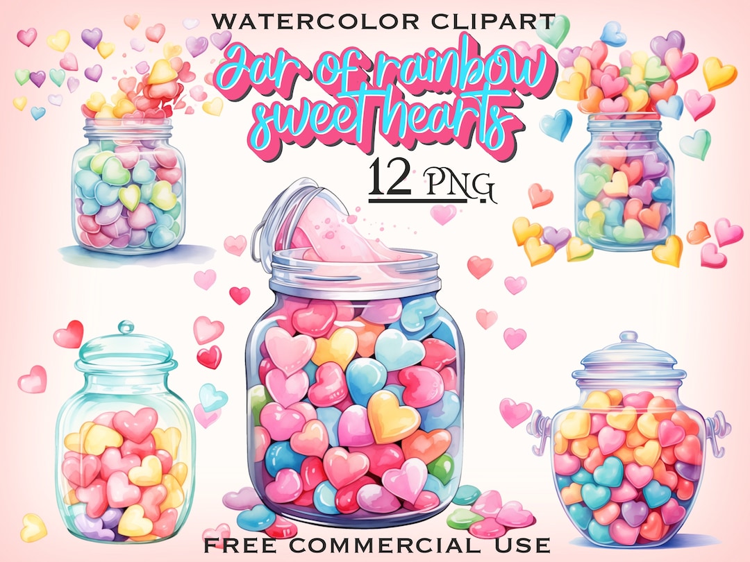 Candy Jar PNG Bundle, Sweet Hearts Png, Candy Heart Png, Valentine ...