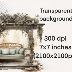 Boho Terrace PNG Bundle, Sage Green Watercolor Boho Clipart, Boho Home ...