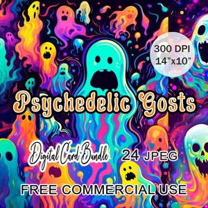 Psychedelic Gosts Clipart, Halloween Funny Images Bundle, Funky Spooky ...