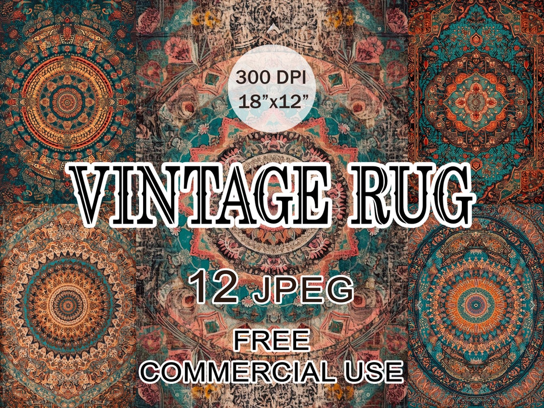Vintage Rug Clipart, Abstract Rug Art, Digital Paper Pack, Boho Home ...
