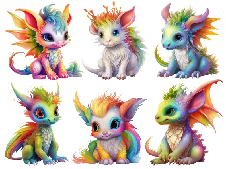 Rainbow Magic Creatures Clipart, Fantasy Mythical Animals Cute Images ...