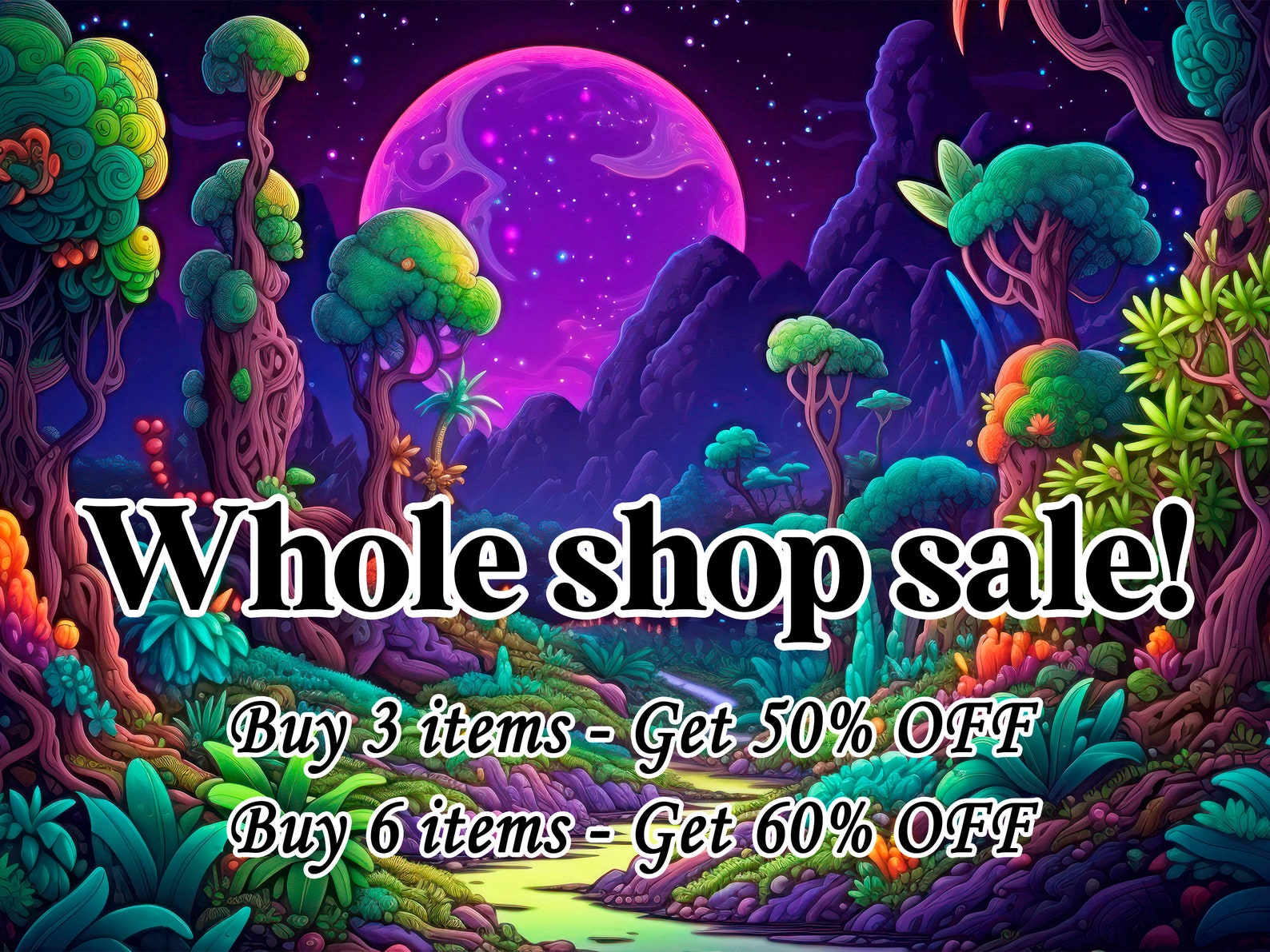Tropical Adventure Clipart, Digital Trippy Art, Neon Psychedelic ...