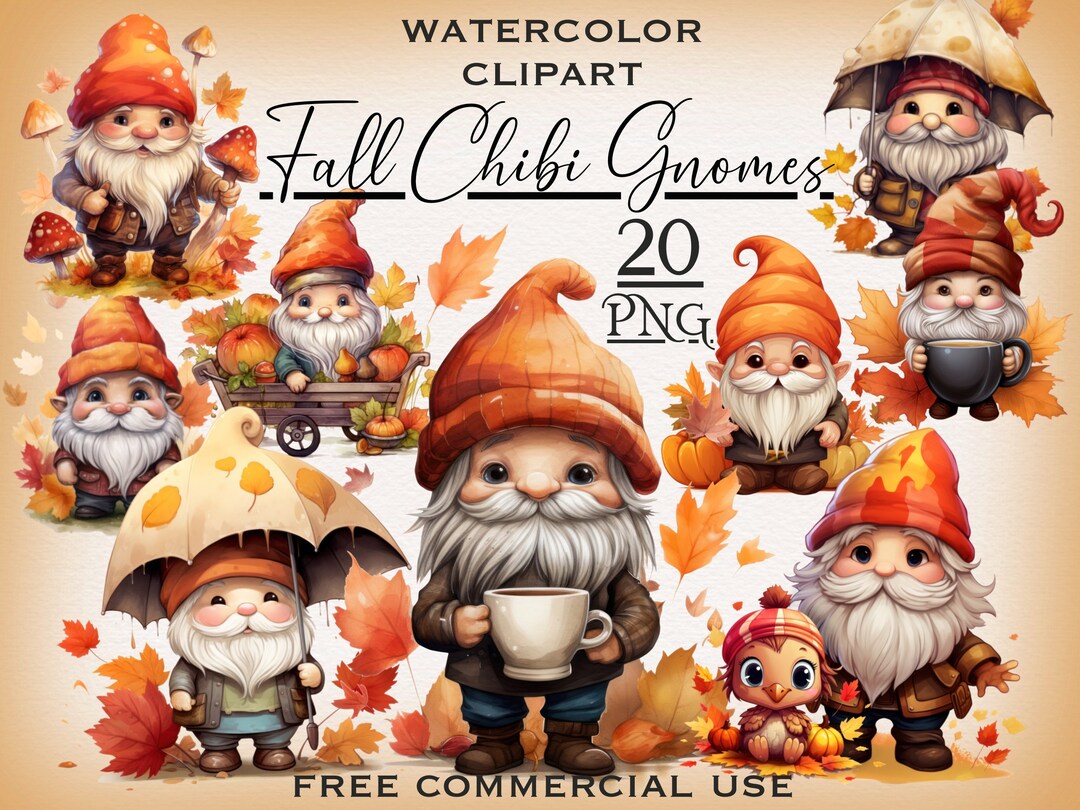 Fall Gnomes Clipart, Autumn Gnome Png Bundle, Cute Autumn Clipart ...