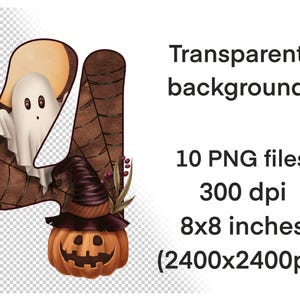 Cute Halloween Numbers Clipart, Dark Aesthetic Hand Drawn Halloween ...