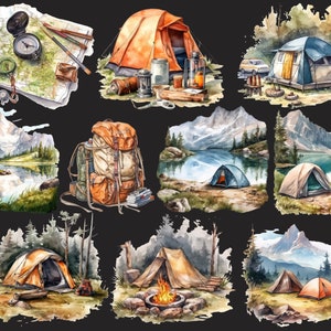 Camping Clipart, Summer Vacation Travel Camp Clipart, Camper Overlay ...