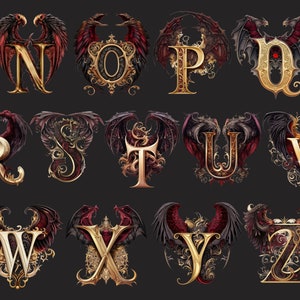 Demonic Gothic Alphabet Clipart, Dark Aesthetic Letters Png Bundlle ...