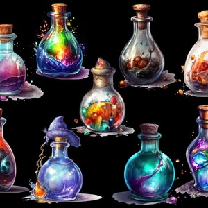 Magic Potion Clipart, Witch & Wizard Fantasy Apothecary Bottles ...