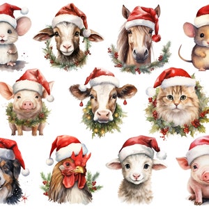 Christmas Farmhouse PNG Bundle, Cute Farm Animals Png, Christmas Png ...