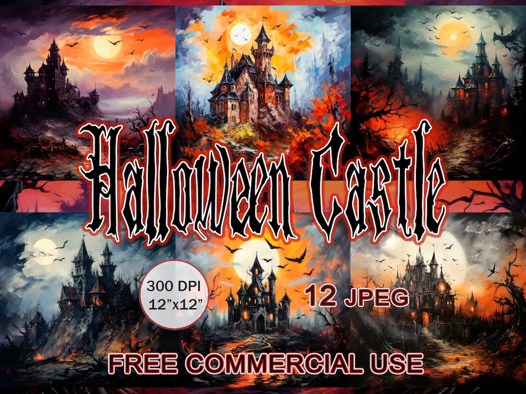 Halloween Castle Clipart, Draculas Castle Spooky Halloween Background ...