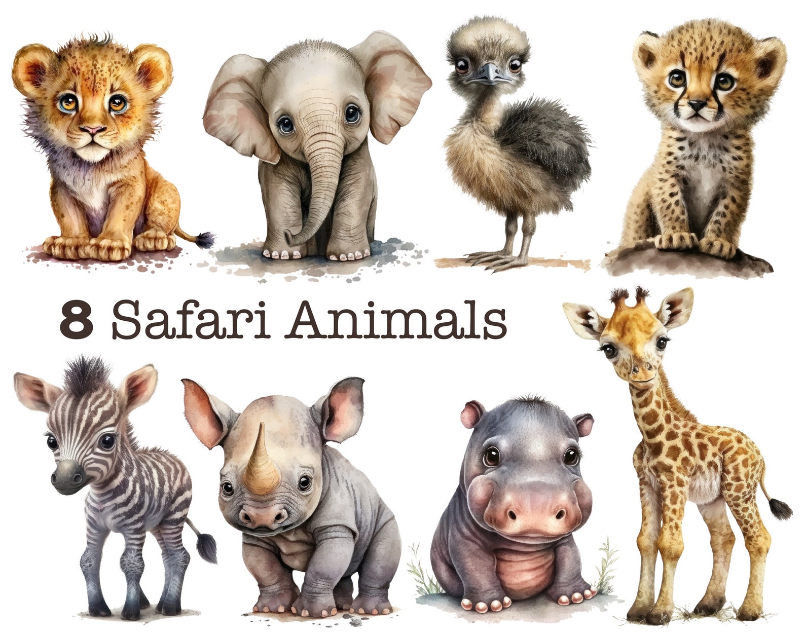 Safari Baby Animals Png, Cute Animal Clipart, Safari Baby Shower ...