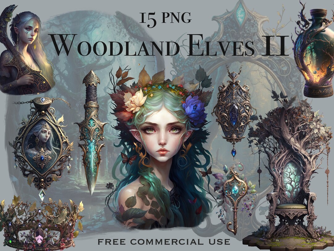 Woodland Elf Clipart, Dark Aesthetic Nigth Elves Images Pack, Fantasy ...