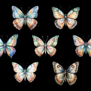 Neutral Butterfly PNG Bundle, Watercolor Butterflies Clipart, Pastel ...