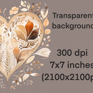 Neutral Boho Hearts Clipart, Valentine Heart Png, Valentines Day Png ...