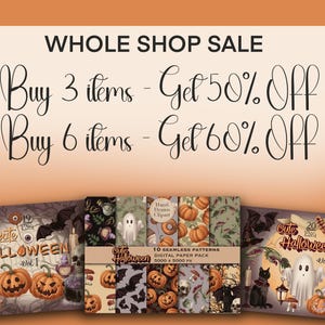 Cute Halloween Seamless Pattern Bundle, Spooky Season Digital Paper ...