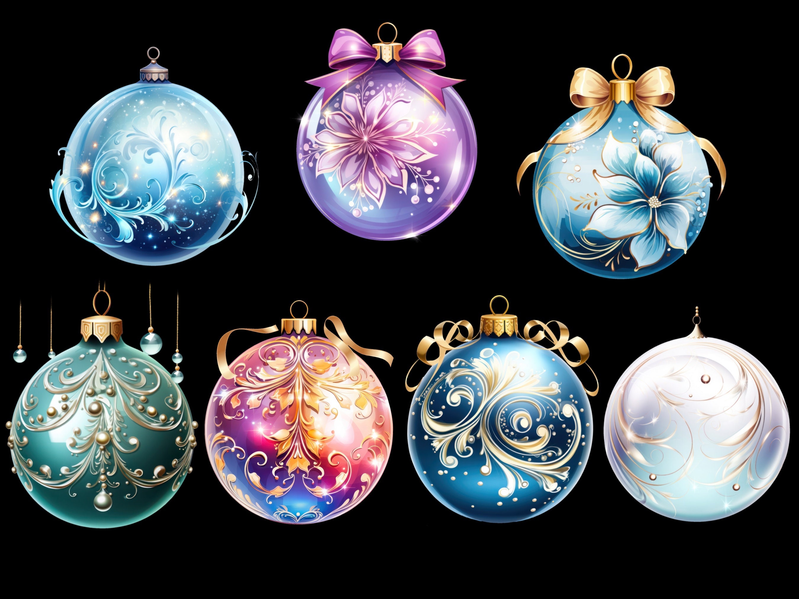 Elegant Chrismas Ball Png Bundle, Christmas Clipart, Christmas Tree ...