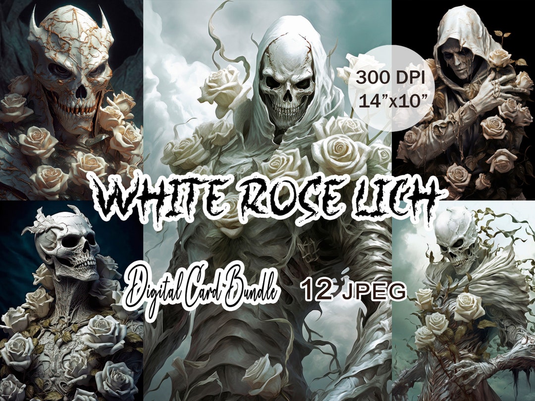 White Rose Lich Clipart, Gothic Flowers Horror Clipart, Gloral Undead ...