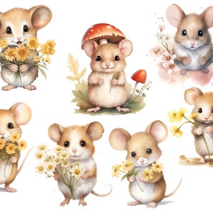 Cute Mouse PNG Bundle, Baby Animals Png, Mouse Watercolor Clipart ...