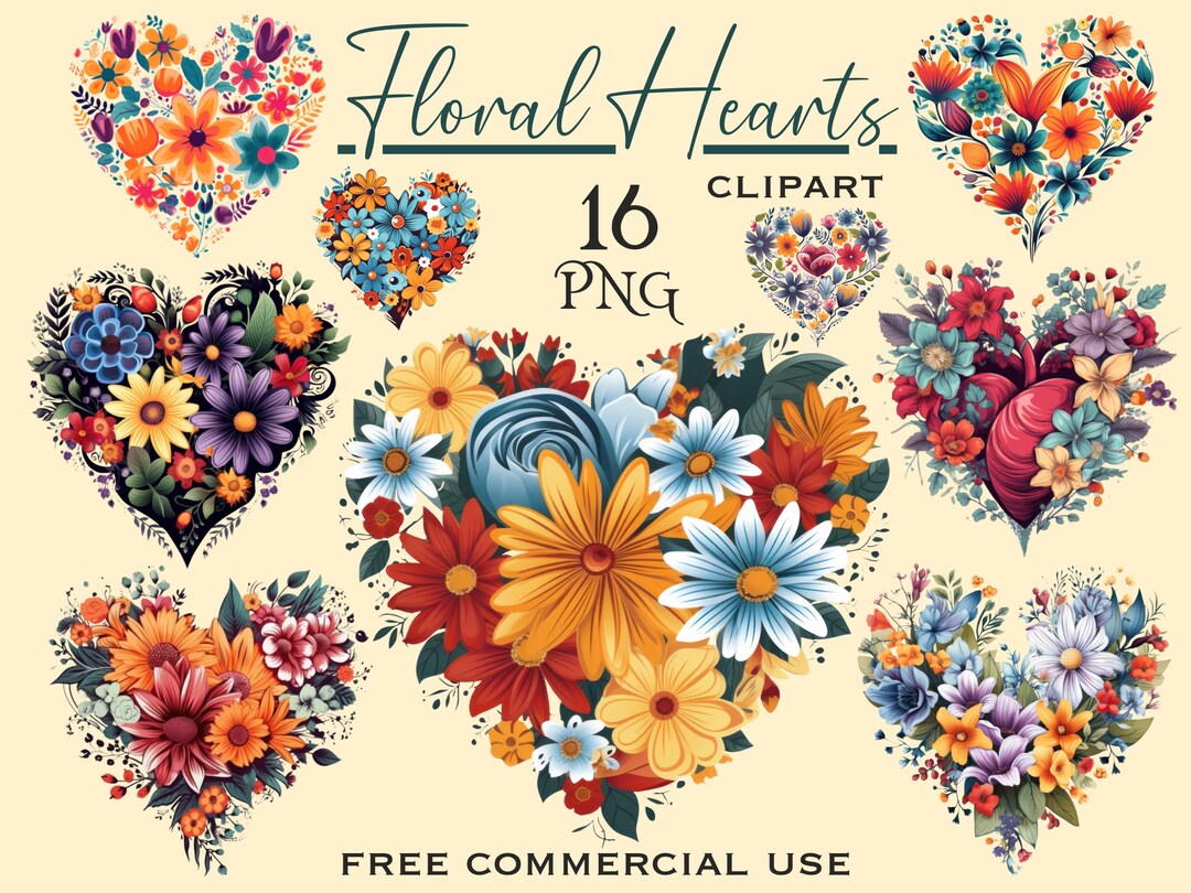 Flower Hearts Clipart, Valentine Heart Png, Valentines Day Png ...