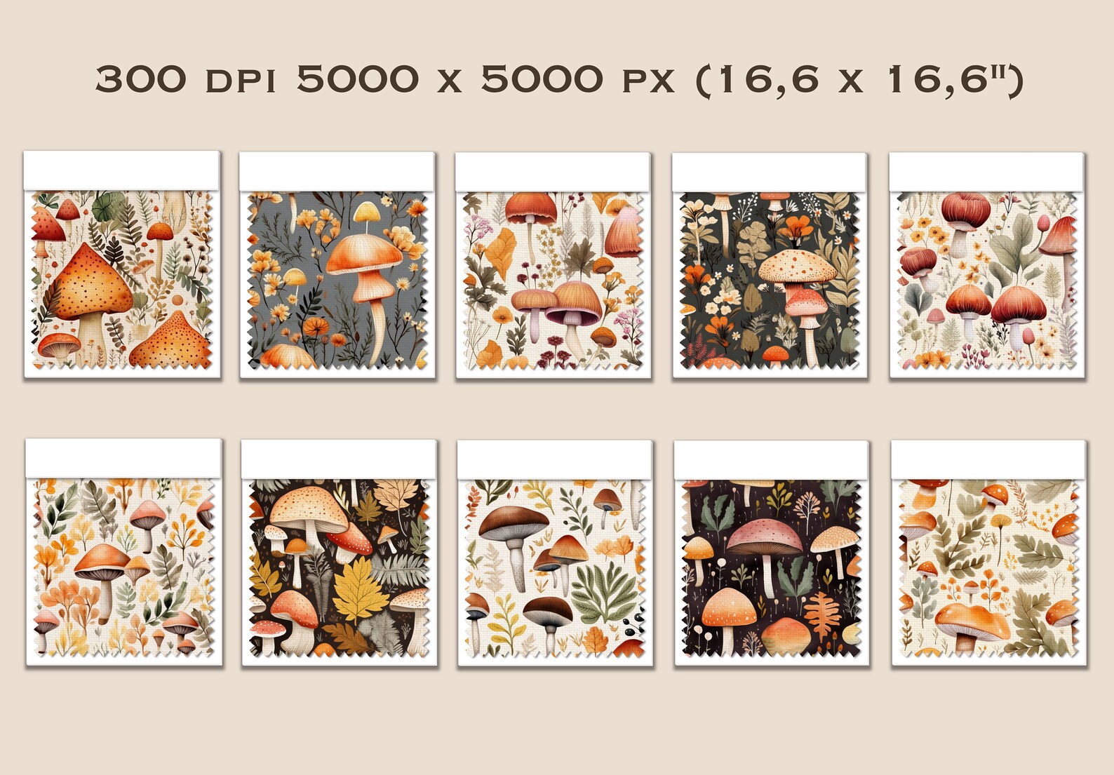 Mushroom Forest Seamless Pattern Bundle, Mushrooms Patterns, Seamless ...