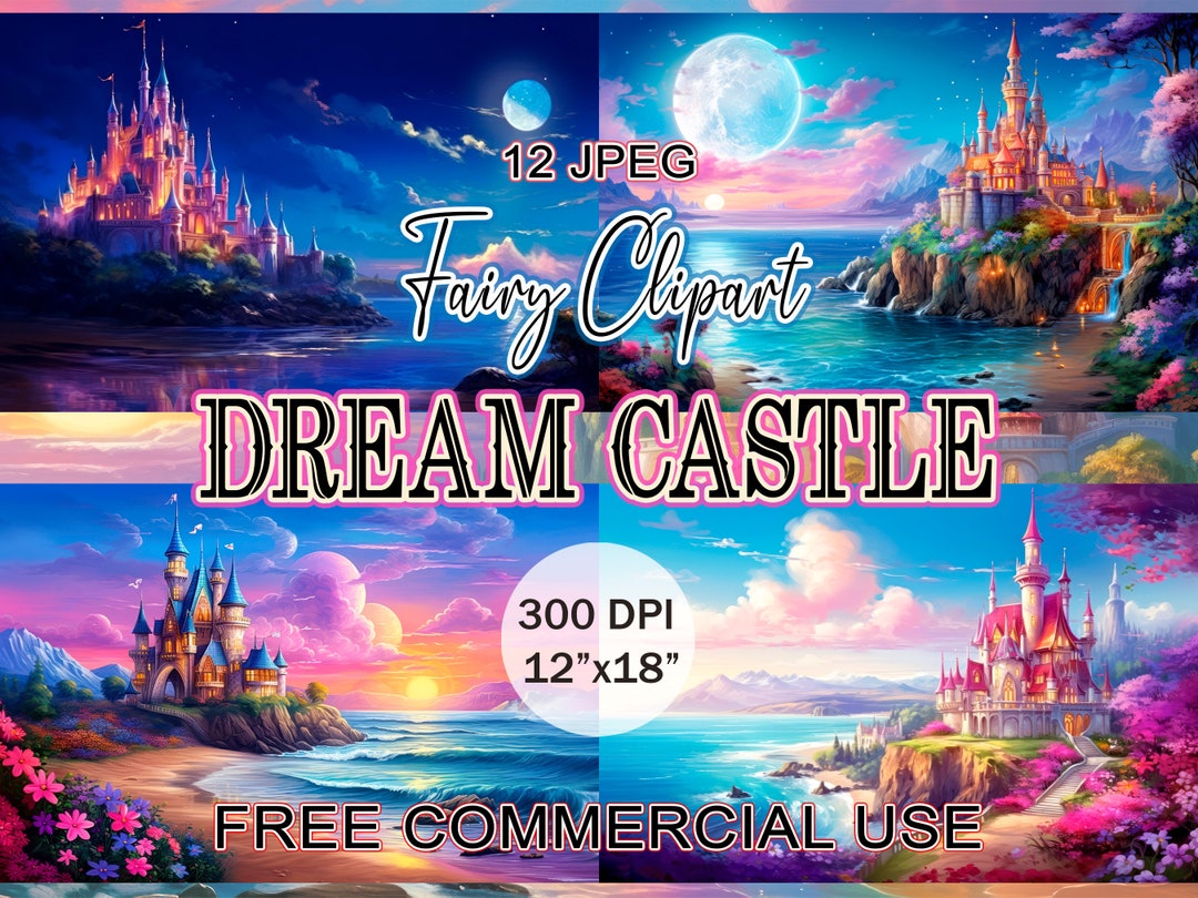 Fantasy Dream Castle Bundle, Fairy Lands Coastal Clipart, Fairytale ...
