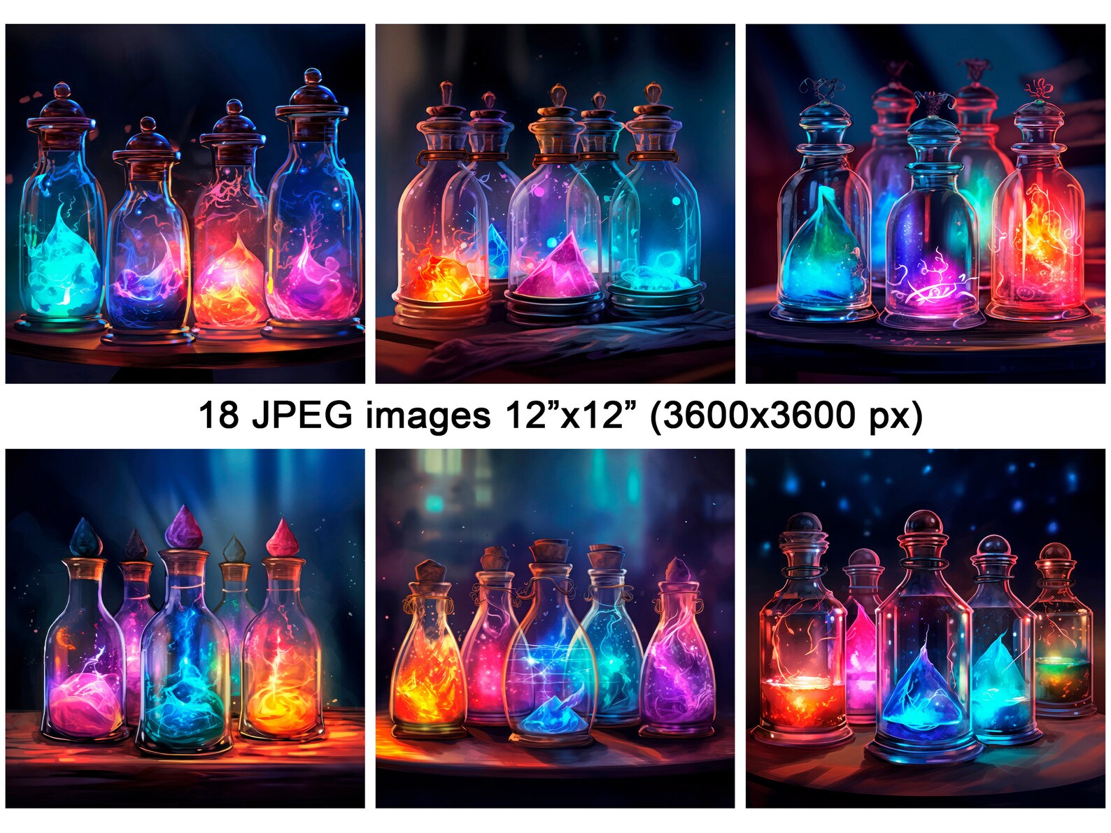 Magical Bottles Clipart, Witch Potion Bundle, Witchcraft Wiccan Artwork ...