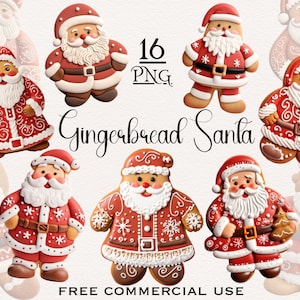 Gingerbread Man Santa Claus Png Bundle, Cristmas Clipart, Santa Png ...