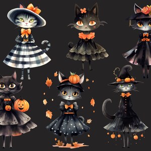 Halloween Kitten Png Bundle, Spooky Cat Lover Clipart, Fall Cats ...