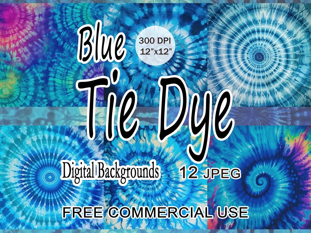 Blue Tie Dye Clipart With Psychedelic Swirl for Poster and Textile ...