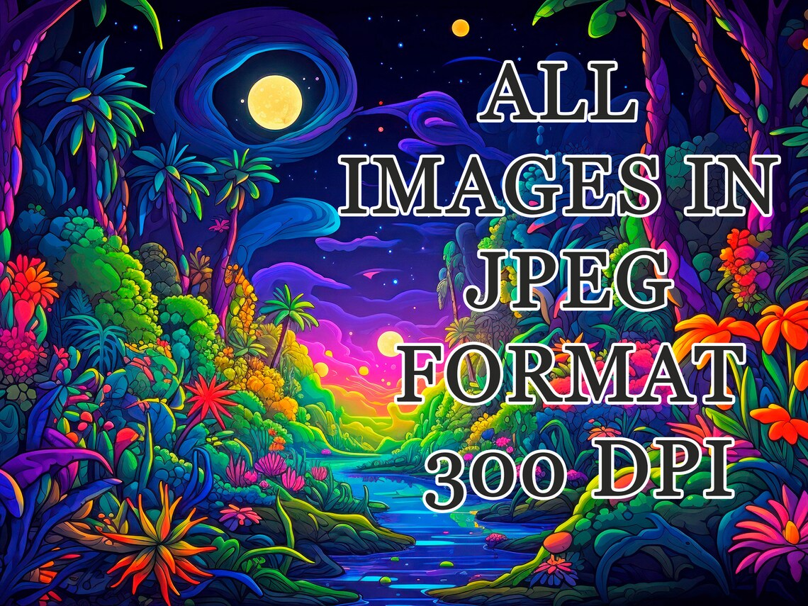 Tropical Adventure Clipart, Digital Trippy Art, Neon Psychedelic ...