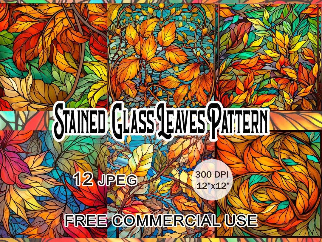 Fall Leaves Clipart, Stained Glass Clipart, Autumn Leaves Art, Fall ...