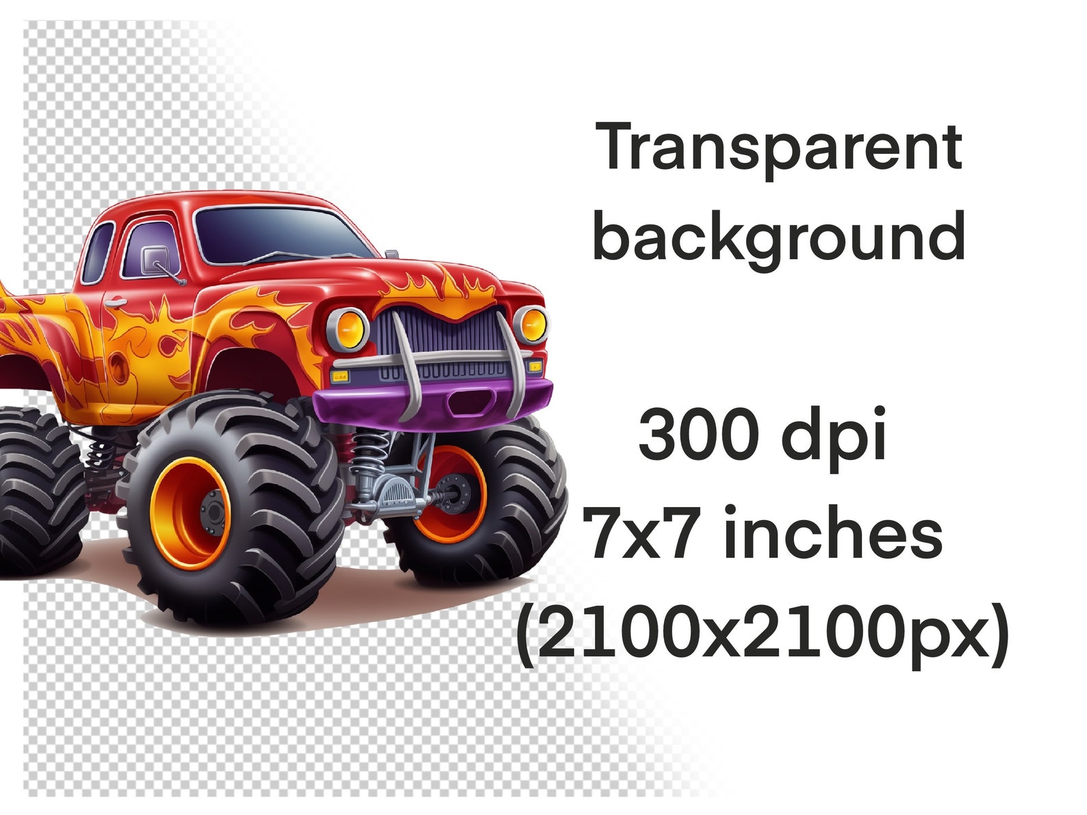 Fire Monster Truck PNG Bundle, Monster Truck Clipart, Big Car Clipart ...