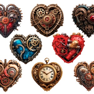 Mechanical Hearts PNG Bundle, Steampunk Valentine Heart Png, Valentines ...