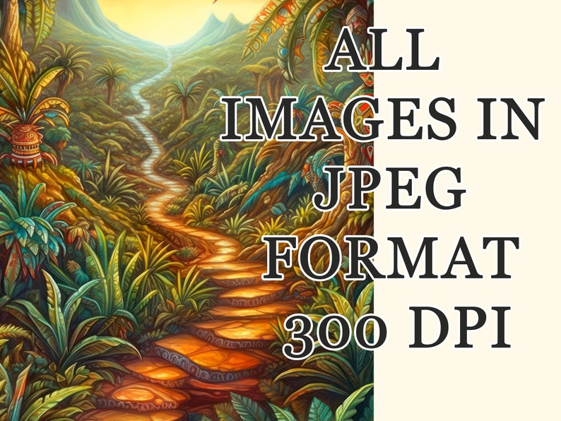 Aztec Tropical Jungle Clipart, Digital Aztec Art, Fantasy Landscape ...