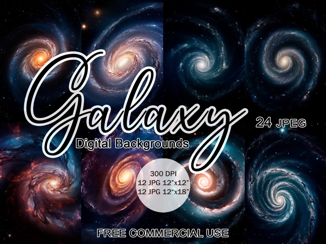 Galaxy Clipart, Space & Stars Images Art Bundle, Fractal Celestial ...